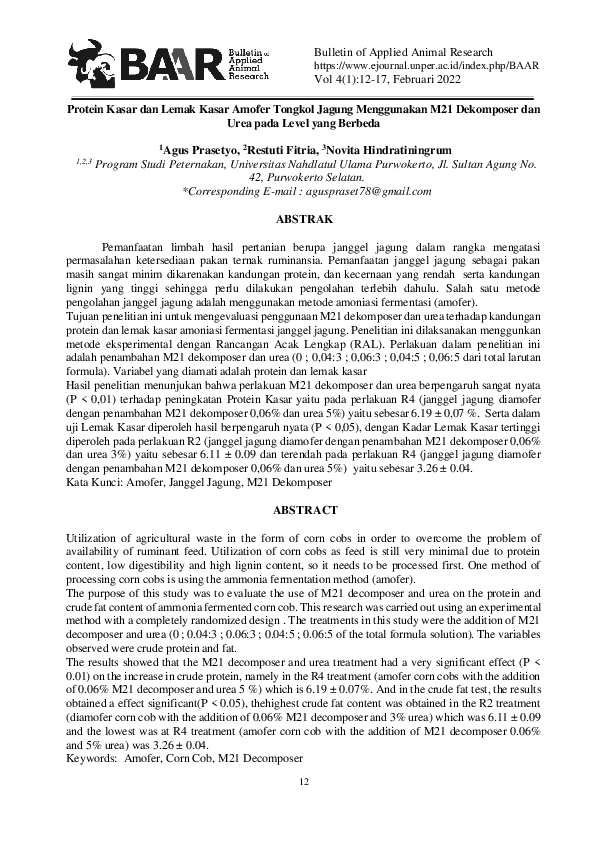(PDF) Protein Kasar dan Lemak Kasar Amofer Tongkol Jagung Menggunakan ...