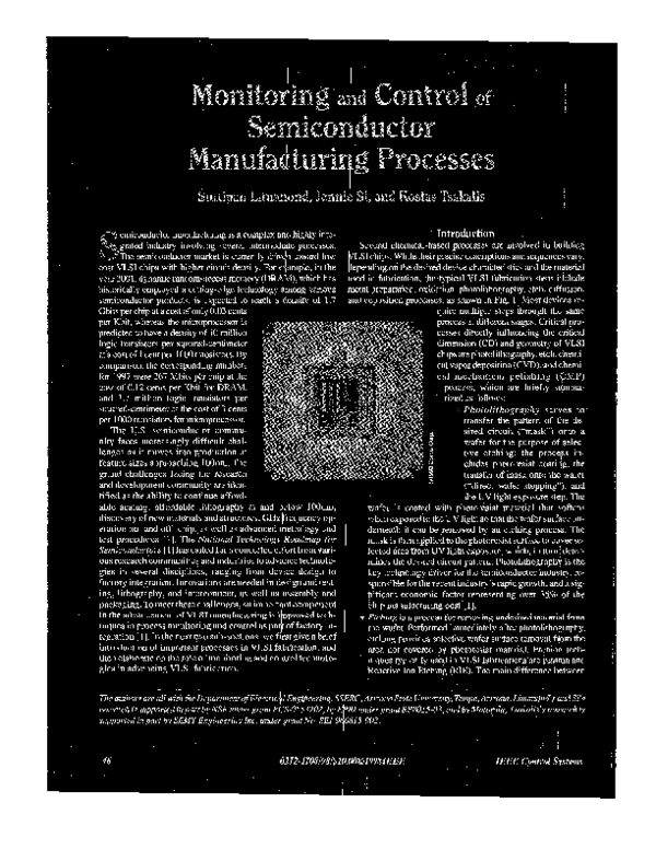 (PDF) Monitoring and control of semiconductor manufacturing processes