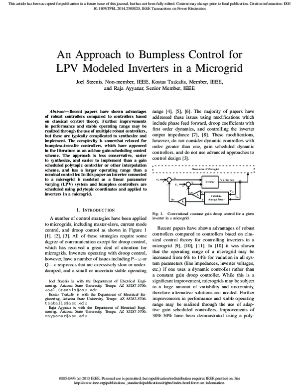 (PDF) An Approach to Bumpless Control for LPV Modeled Inverters in a ...