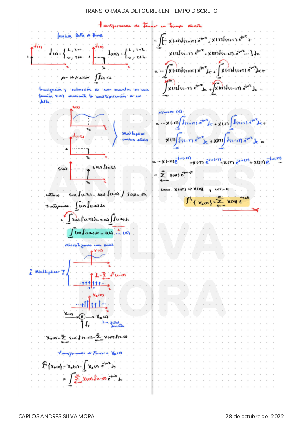 (PDF) DEMOSTRACIÓN de la Transformada de Fourier en tiempo discreto