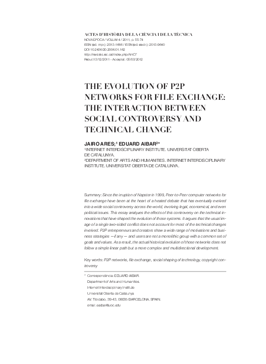 (PDF) The evolution of P2P networks for file exchange: The interaction between social ...