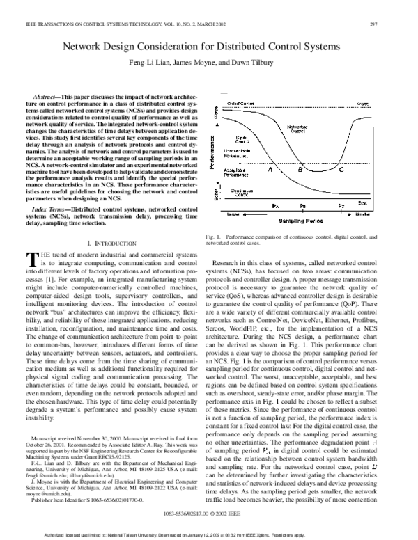 (PDF) Network design consideration for distributed control systems