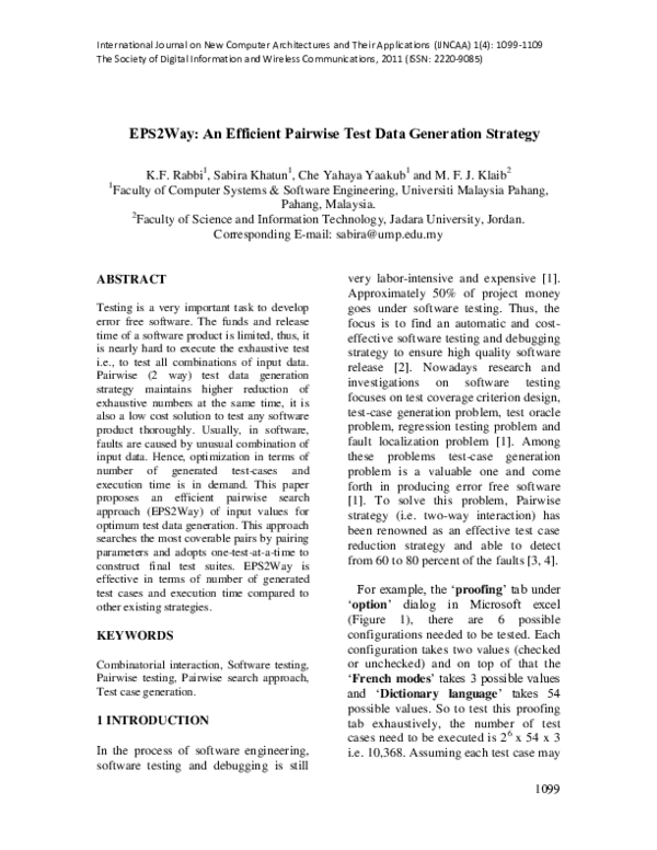 Pdf Eps2way An Efficient Pairwise Test Data Generation Strategy