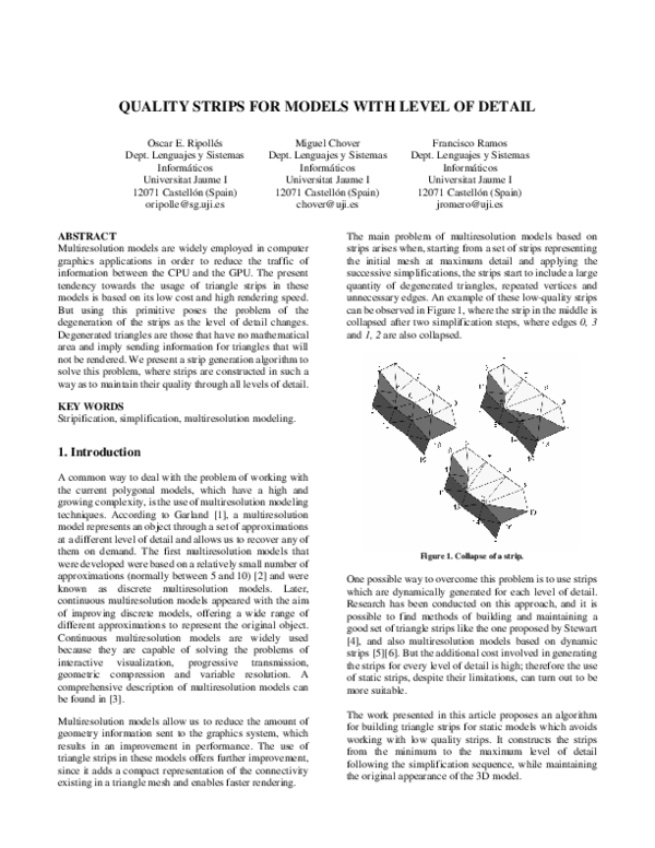 (PDF) Quality strips for models with level of detail
