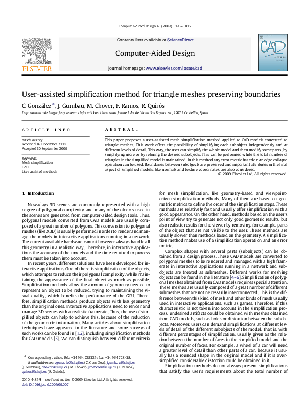 (PDF) User-assisted simplification method for triangle meshes preserving boundaries