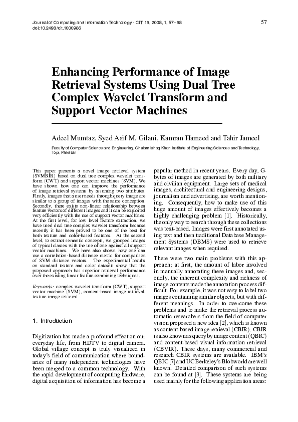 Pdf Enhancing Performance Of Image Retrieval Systems Using Dual Tree