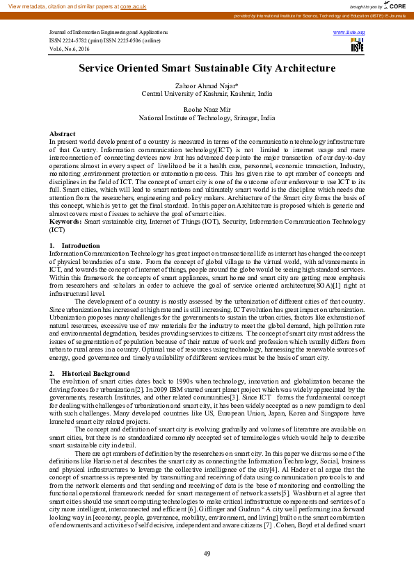 (PDF) Service Oriented Smart Sustainable City Architecture