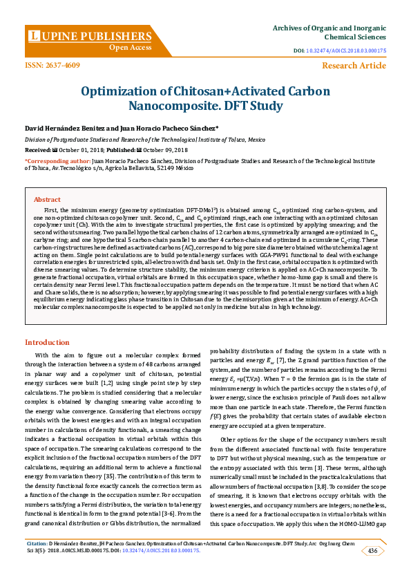 (PDF) Optimization of Chitosan+Activated Carbon Nanocomposite. DFT Study