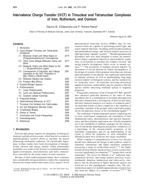 (PDF) Intervalence Charge Transfer (IVCT) in Trinuclear and ...