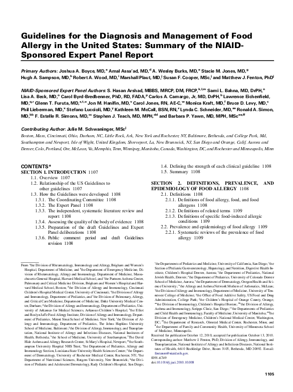 (PDF) Guidelines for the Diagnosis and Management of Food Allergy in ...