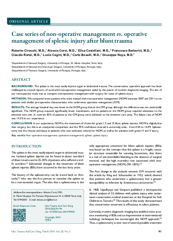 (PDF) A comparison of case series comparing Non Operative Management vs ...