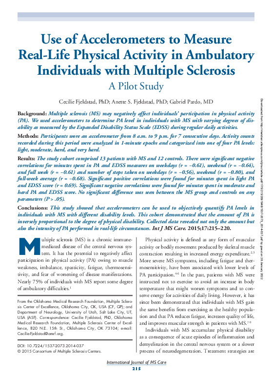(PDF) Use of Accelerometers to Measure Real-Life Physical Activity in ...