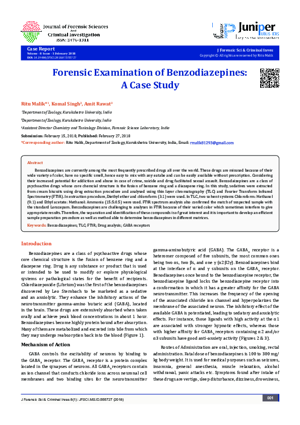 (PDF) Forensic Examination of Benzodiazepines: A Case Study
