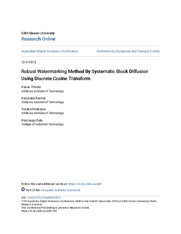 (PDF) Robust Watermarking Method By Systematic Block Diffusion Using ... (PDF) Robust Watermarking Method By Systematic Block Diffusion Using ...