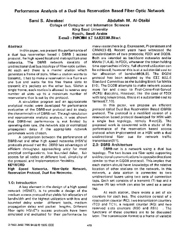 (PDF) Performance analysis of a dual bus reservation based fiber-optic network