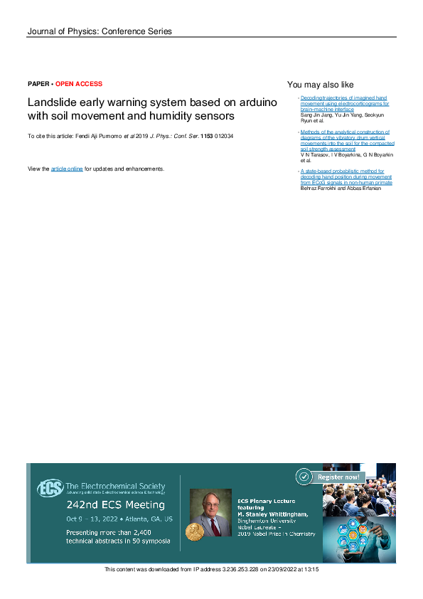 (PDF) Landslide early warning system based on arduino with soil ...
