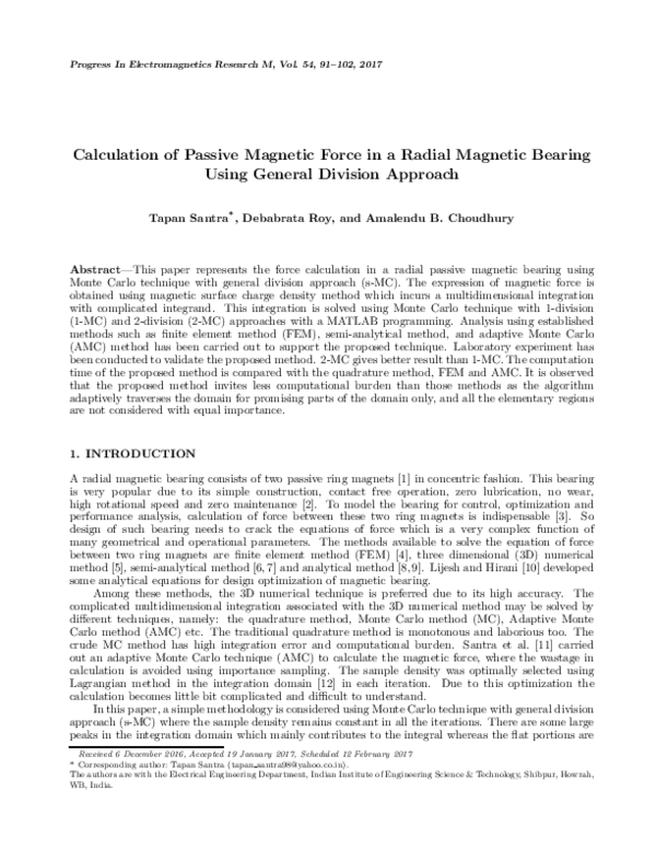 (PDF) Calculation of Passive Magnetic Force in a Radial Magnetic ...