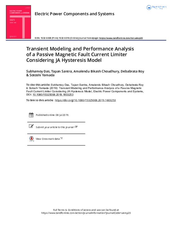 (PDF) Transient Modeling and Performance Analysis of a Passive Magnetic Fault Current Limiter ...