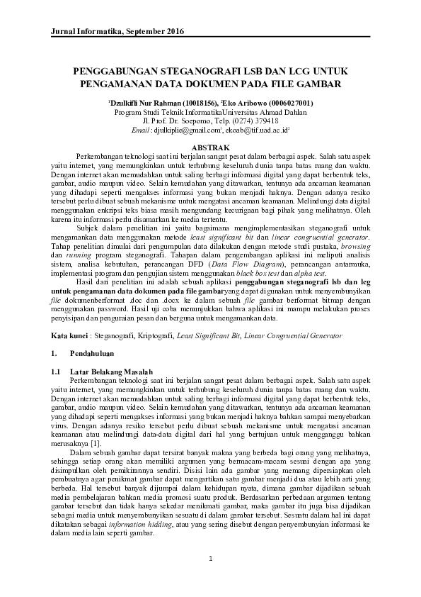 (PDF) Penggabungan Steganografi LSB Dan LCG Untuk Pengamanan Data ...