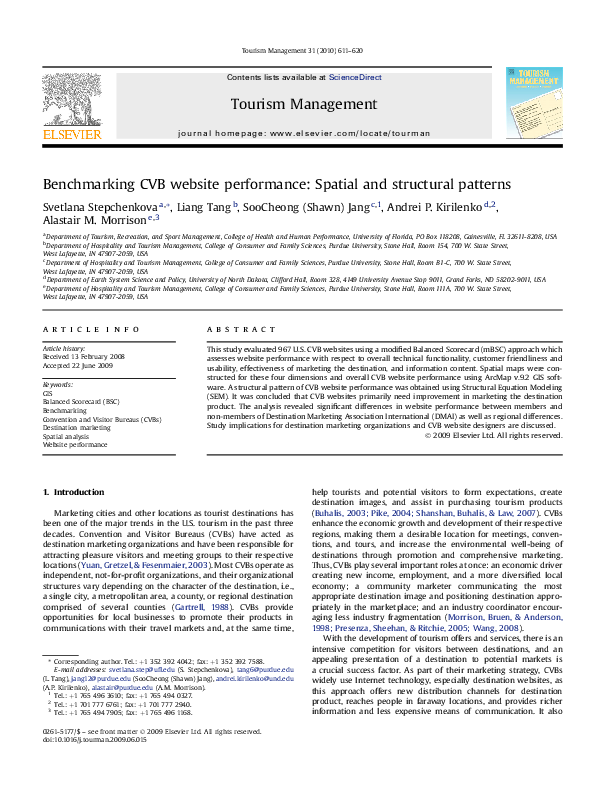 (PDF) Benchmarking CVB website performance: Spatial and structural patterns