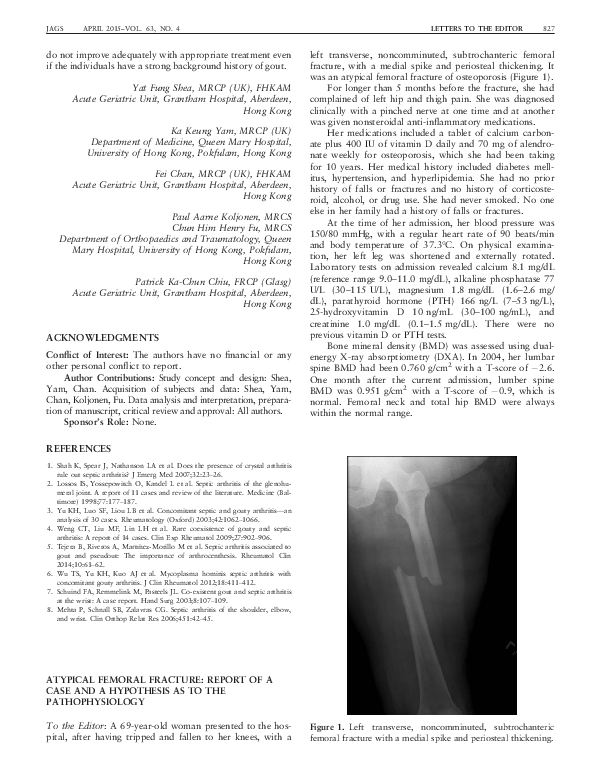 (PDF) Atypical femoral fracture: report of a case and a hypothesis as ...
