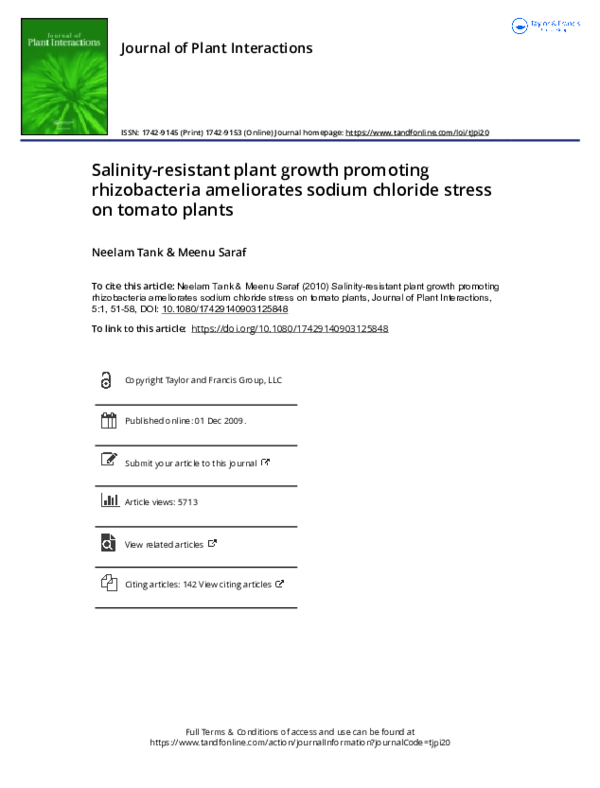 (PDF) Salinity-resistant plant growth promoting rhizobacteria ...