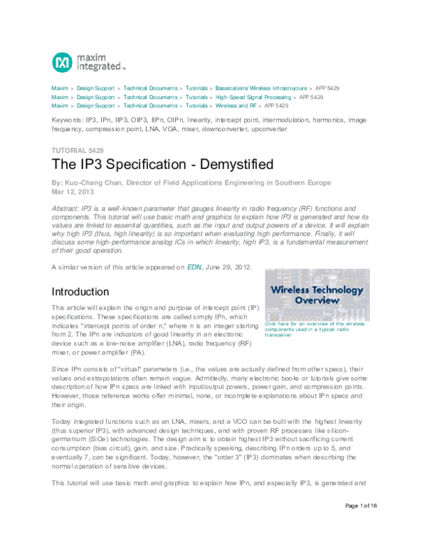 (PDF) The IP 3 specification demystified