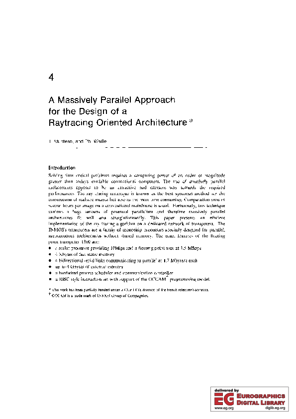 (PDF) A Massively Parallel Approach for the Design of a Raytracing Oriented Architecture ...