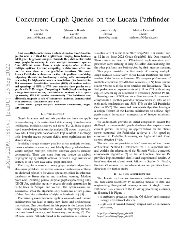 (PDF) Concurrent Graph Queries on the Lucata Pathfinder