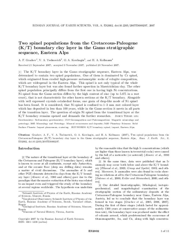 (PDF) Two spinel populations from the Cretaceous-Paleogene (K/T ...