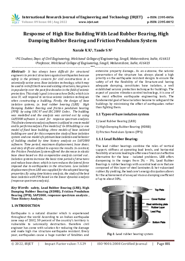 (PDF) Response of High Rise Building With Lead Rubber Bearing, High ...