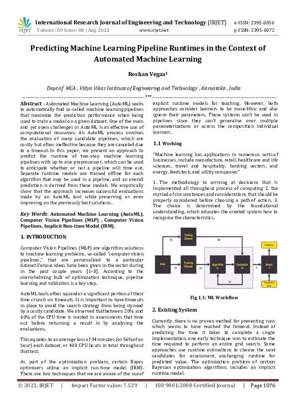 Pdf Predicting Machine Learning Pipeline Runtimes In The Context Of