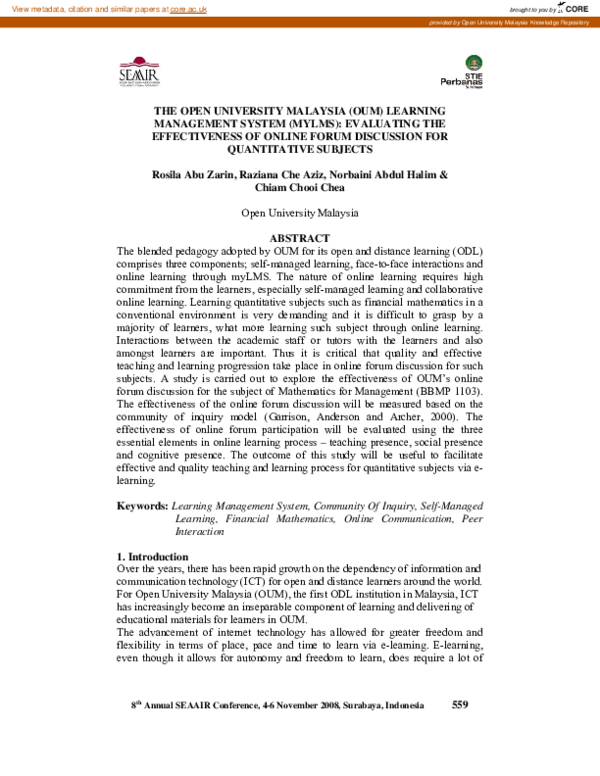(PDF) The Open University Malaysia (OUM) Learning Management System ...