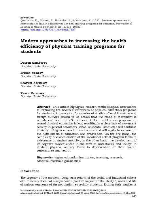 (PDF) Modern approaches to increasing the health efficiency of physical ...