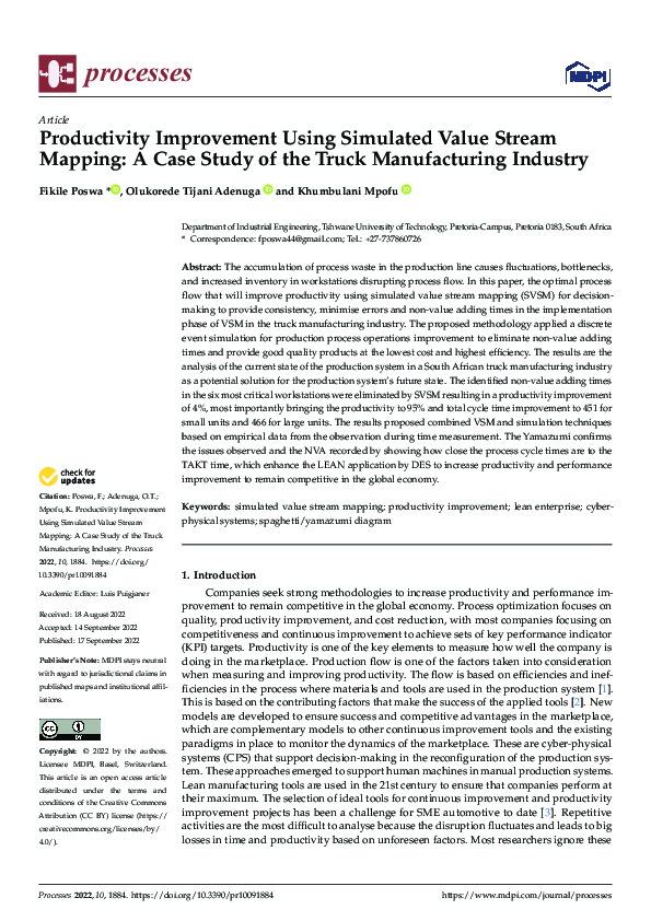 (PDF) Productivity Improvement Using Simulated Value Stream Mapping: A ...