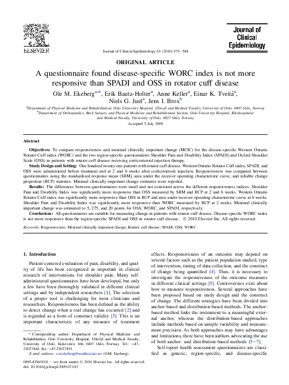 (PDF) A questionnaire found disease-specific WORC index is not more ...