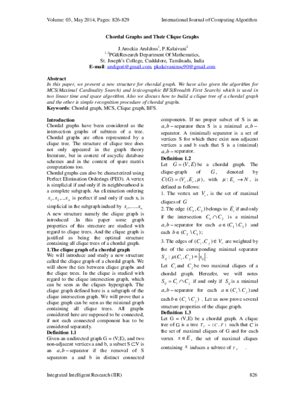 Pdf Chordal Graphs And Their Clique Graphs 