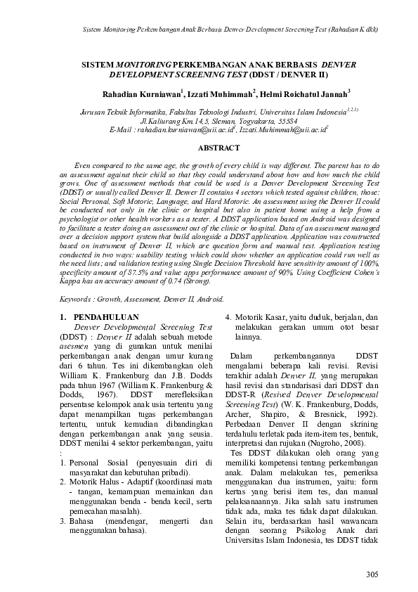 (PDF) Sistem Monitoring Perkembangan Anak Berbasis Denver Development ...