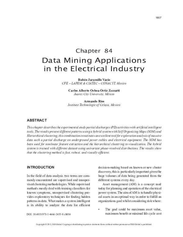 (PDF) Data Mining Applications in the Electrical Industry