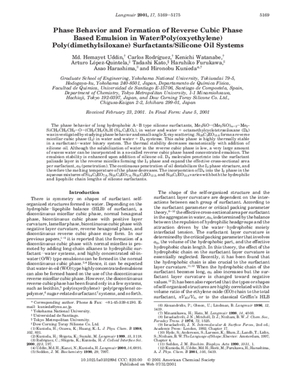 (PDF) Phase Behavior and Formation of Reverse Cubic Phase Based ...