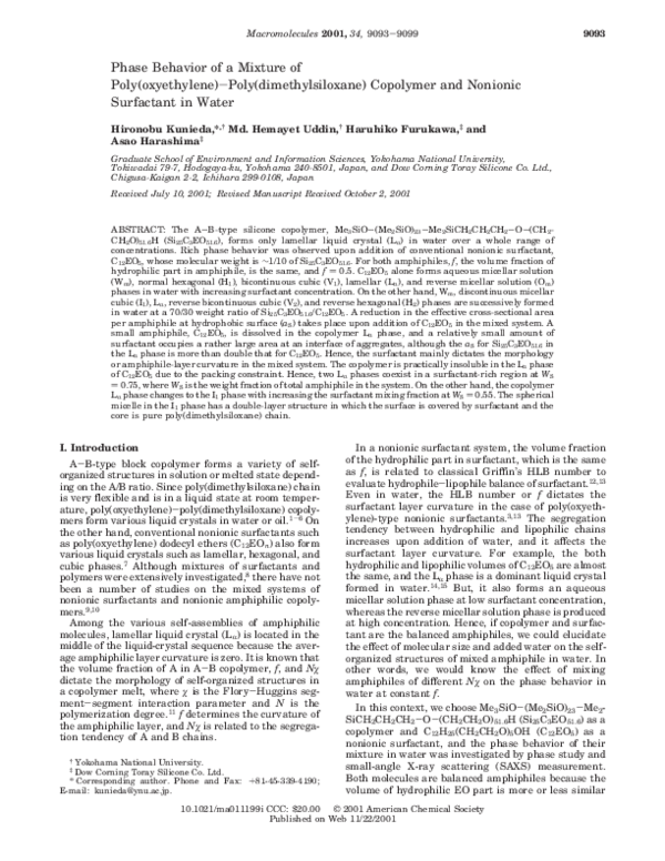 (PDF) Phase Behavior of a Mixture of Poly(oxyethylene)−Poly ...