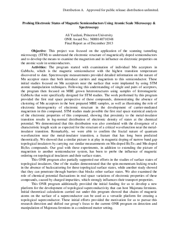 (PDF) Probing Electronic States of Magnetic Semiconductors Using Atomic ...