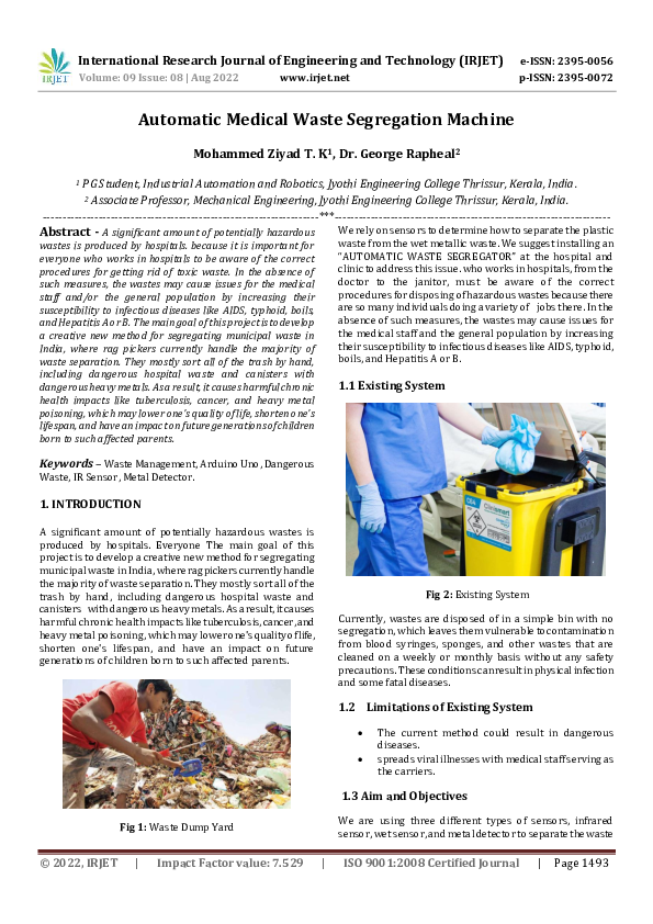 (PDF) Automatic Medical Waste Segregation Machine