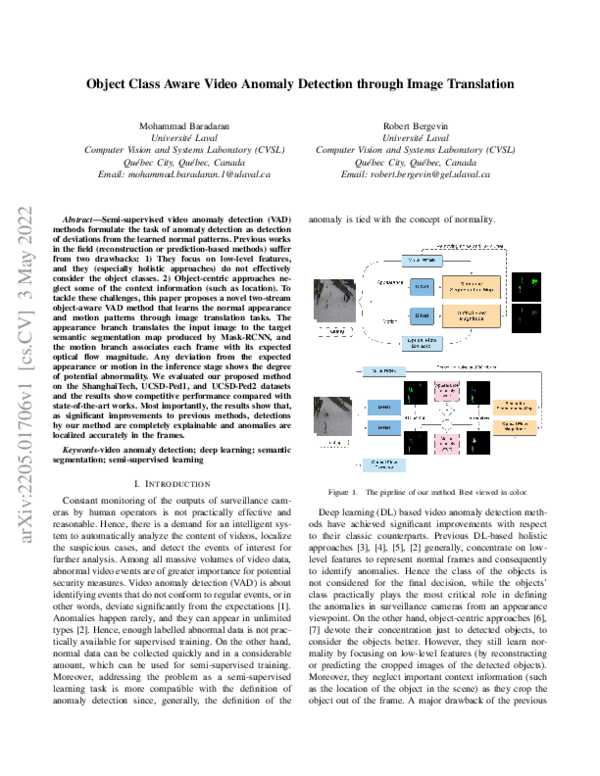 (PDF) Object Class Aware Video Anomaly Detection through Image Translation