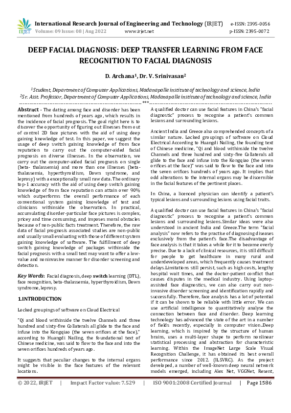 (PDF) DEEP FACIAL DIAGNOSIS: DEEP TRANSFER LEARNING FROM FACE ...