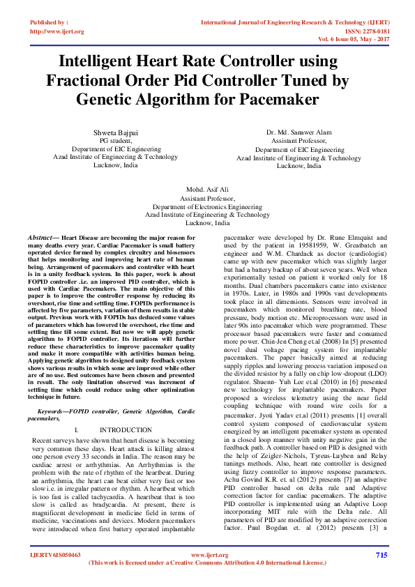 (PDF) Intelligent Heart Rate Controller using Fractional Order Pid ...