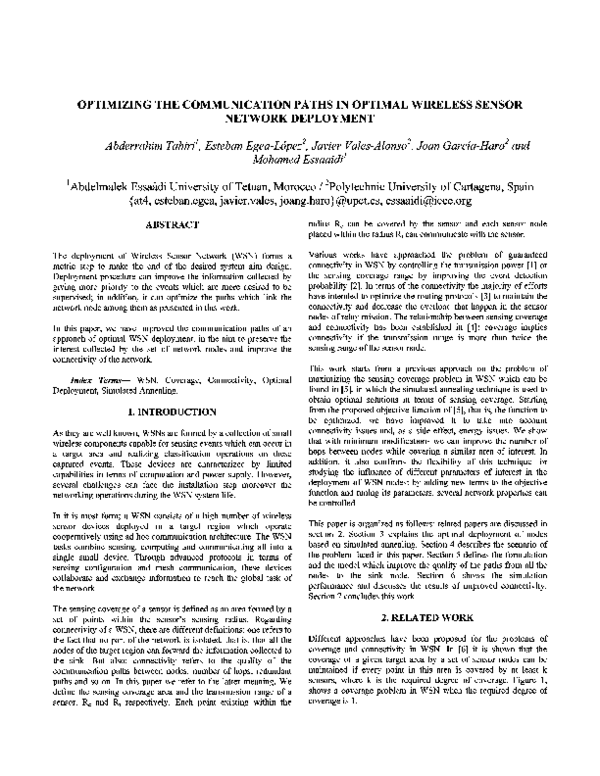 (PDF) Optimizing the communication paths in optimal Wireless Sensor ...