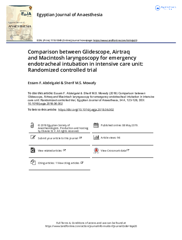 (PDF) Comparison between Glidescope, Airtraq and Macintosh laryngoscopy ...