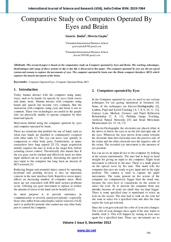 (PDF) Comparative Study on Computers Operated By Eyes and Brain ...