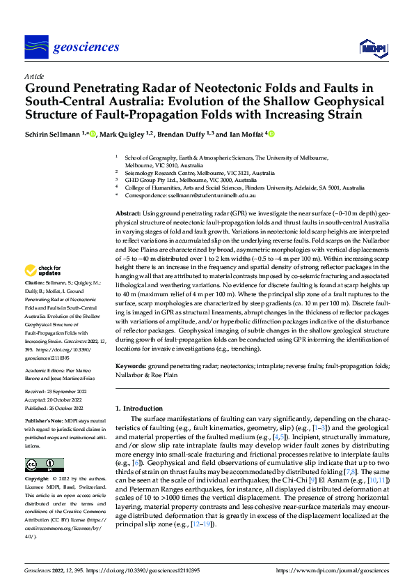 (PDF) Ground Penetrating Radar of Neotectonic Folds and Faults in South ...